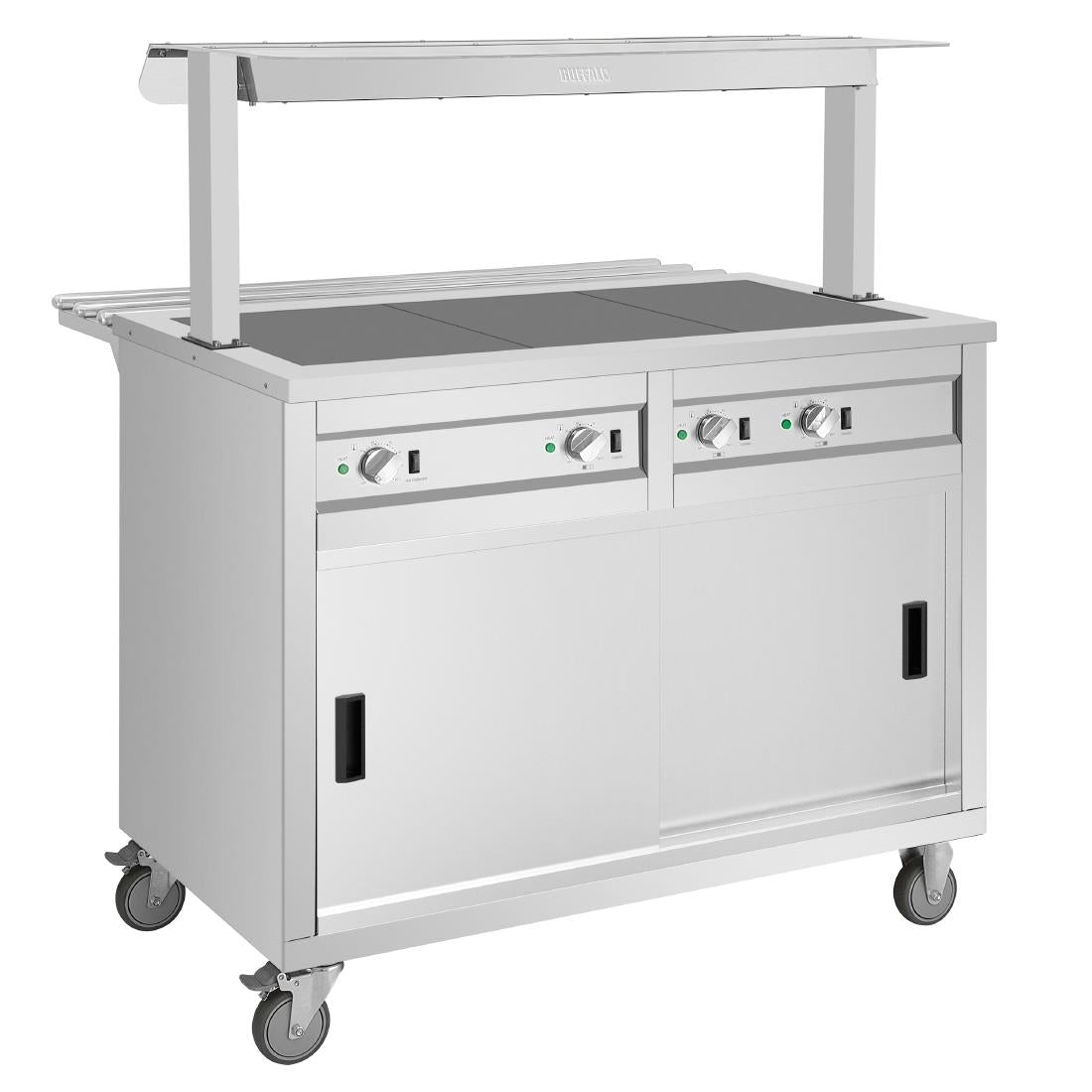 Buffalo Mobile Servery with Solid Heated Top 3x 1/1 GN – Chefstuff UK
